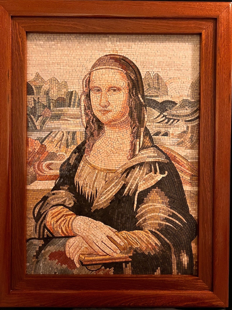 Mona Lisa Framed Stone Mosaic Wall Mural - Etsy