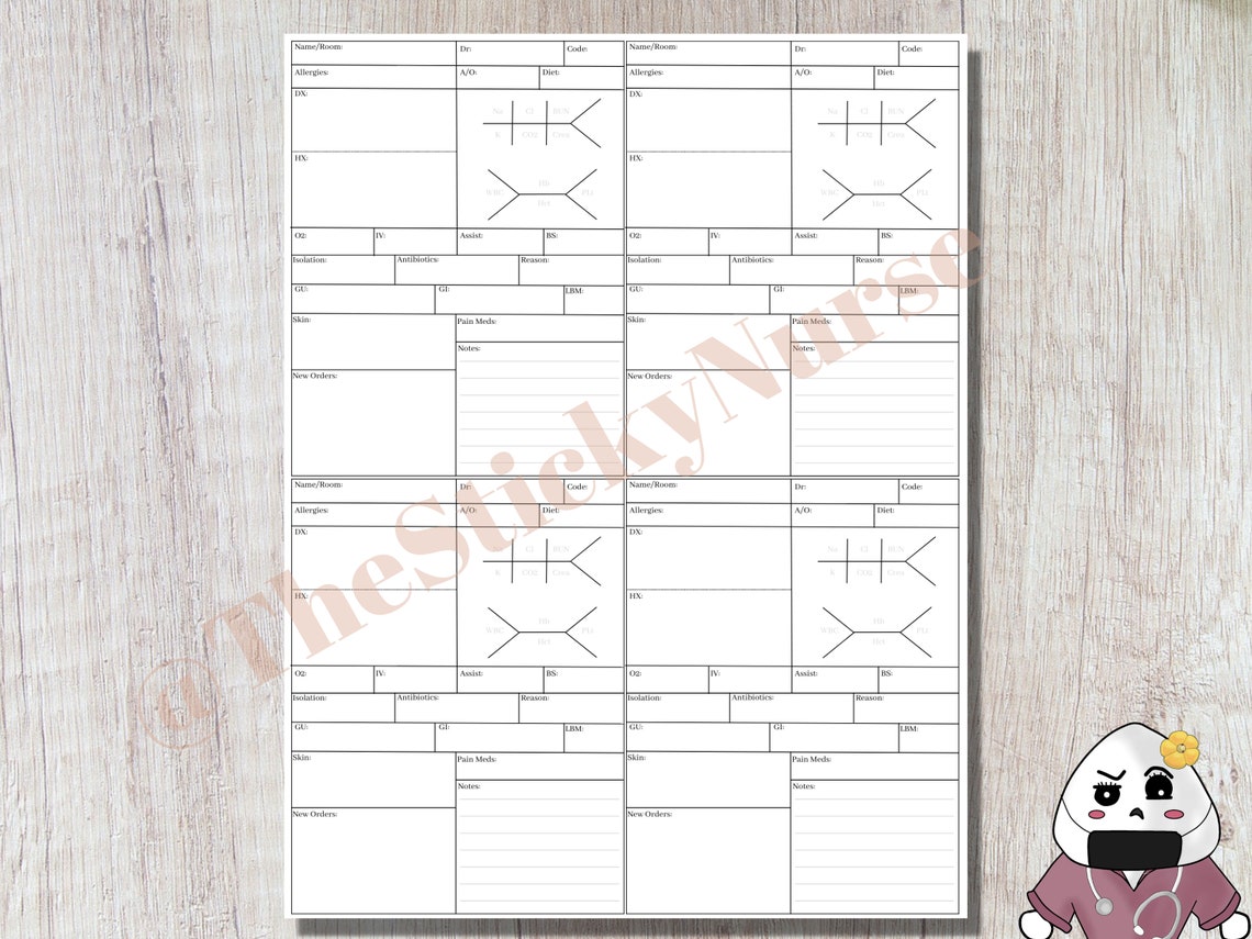 4 Patient Nurse Brain Report Sheet Med Surge Report Sheet and Med Pass ...