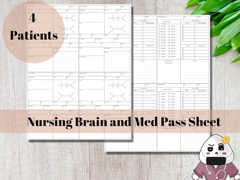 4 Patient Nurse Brain Report Sheet Med Surge Report Sheet and Med Pass ...