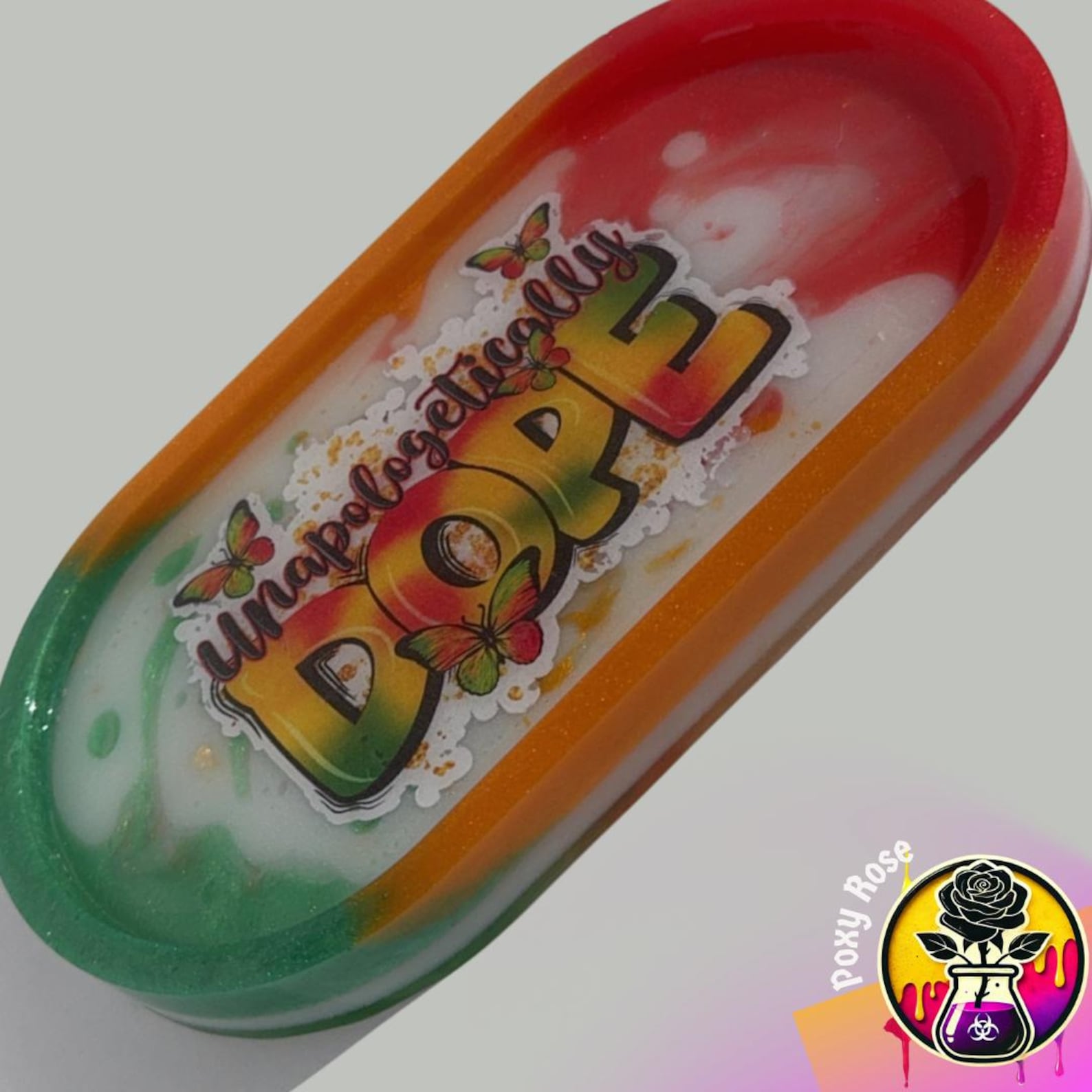 Rasta Resin Tray With Butterflies, Unapologetically Dope Oval Trinket ...
