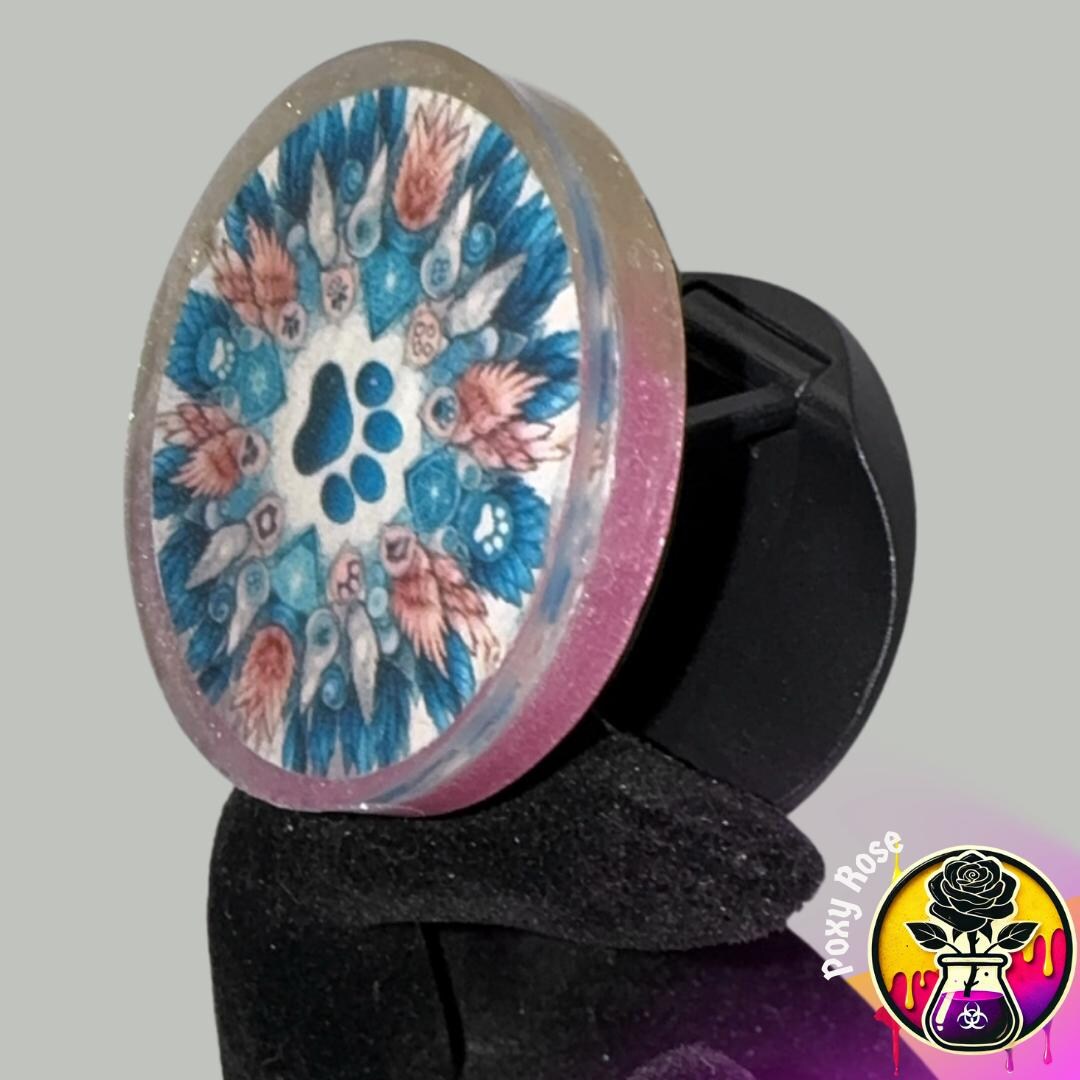 Pet Paw Pop Socket Glitter Mandala Phone Grip, Resin Phone Accessory ...