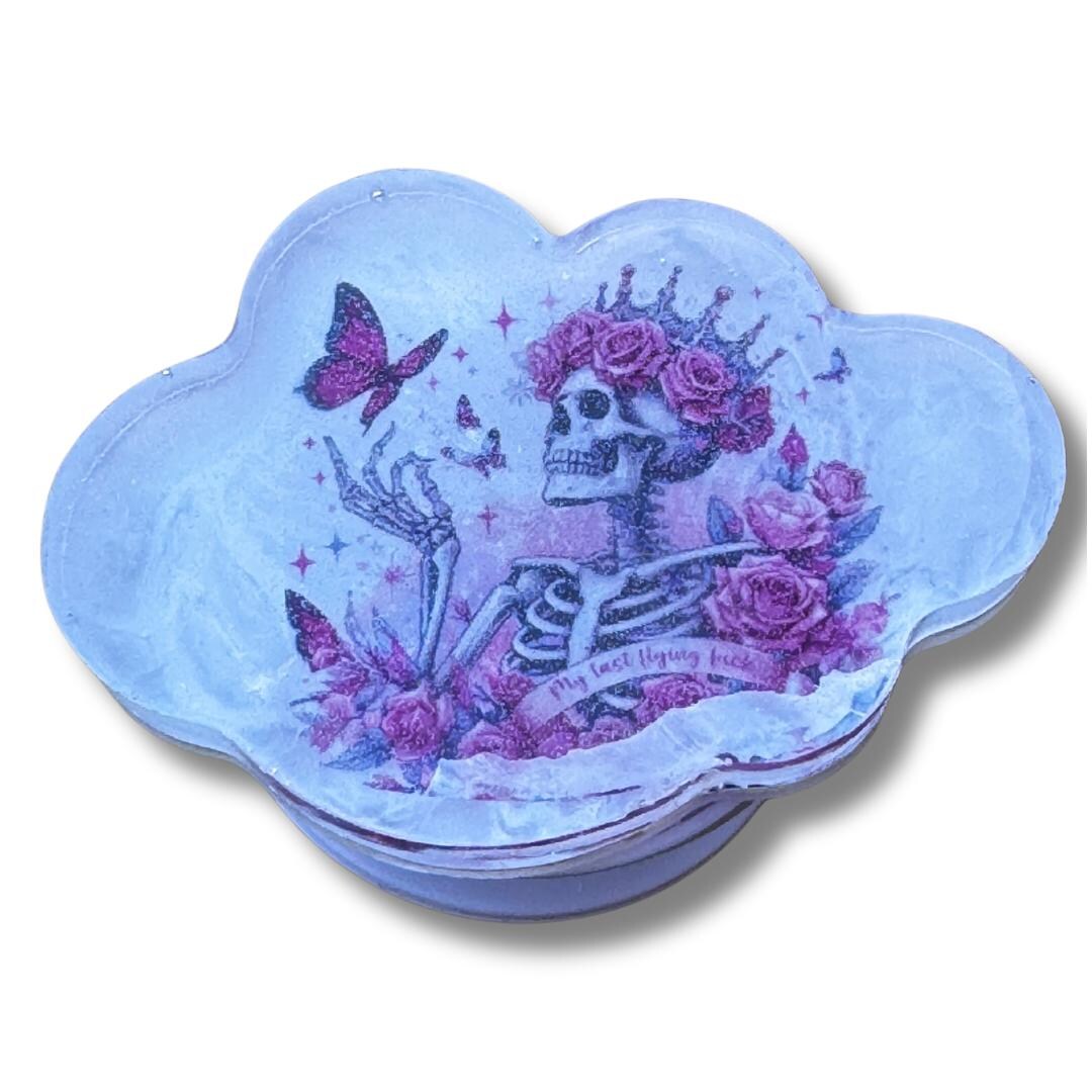 Skeleton Rose Resin Pop Socket Gothic Cloud Shaped Phone Grip Handmade ...