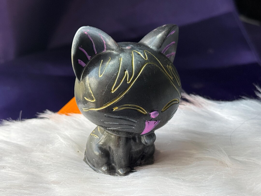 Black Resin Cat Figurine – Handmade Gothic Cat Decor – Halloween Shelf ...