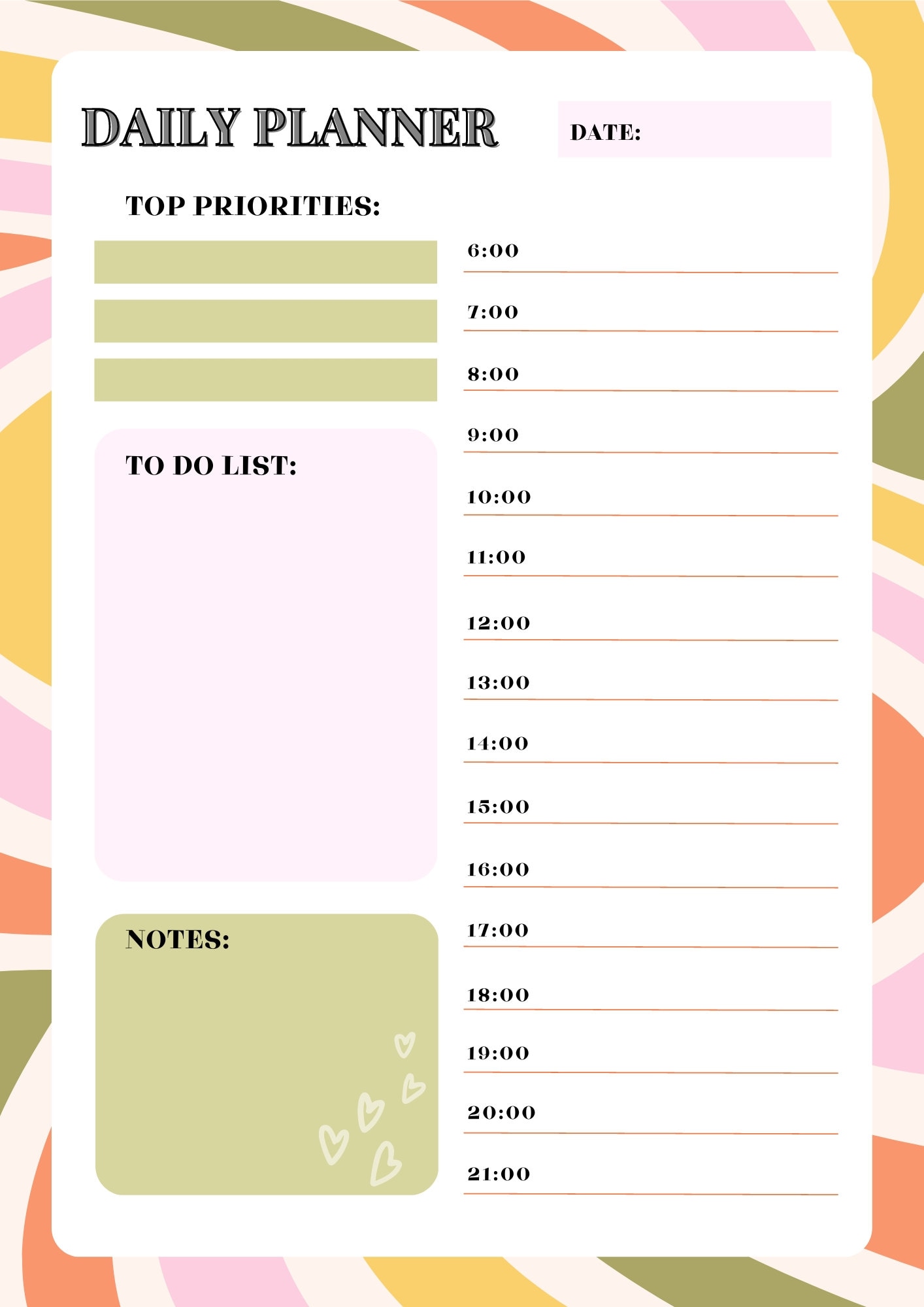 Retro Daily Planner, Printable Planner, Digital Download, Digital ...