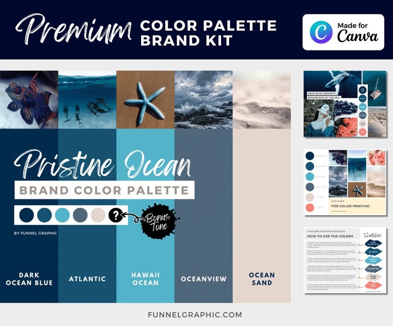 Ocean Color Palette: Canva Editable Brand Kit (digital Download) - Etsy