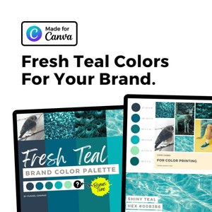 Teal Brand Color Palette: Canva Editable Template (hex, RGB, CMYK) - Etsy
