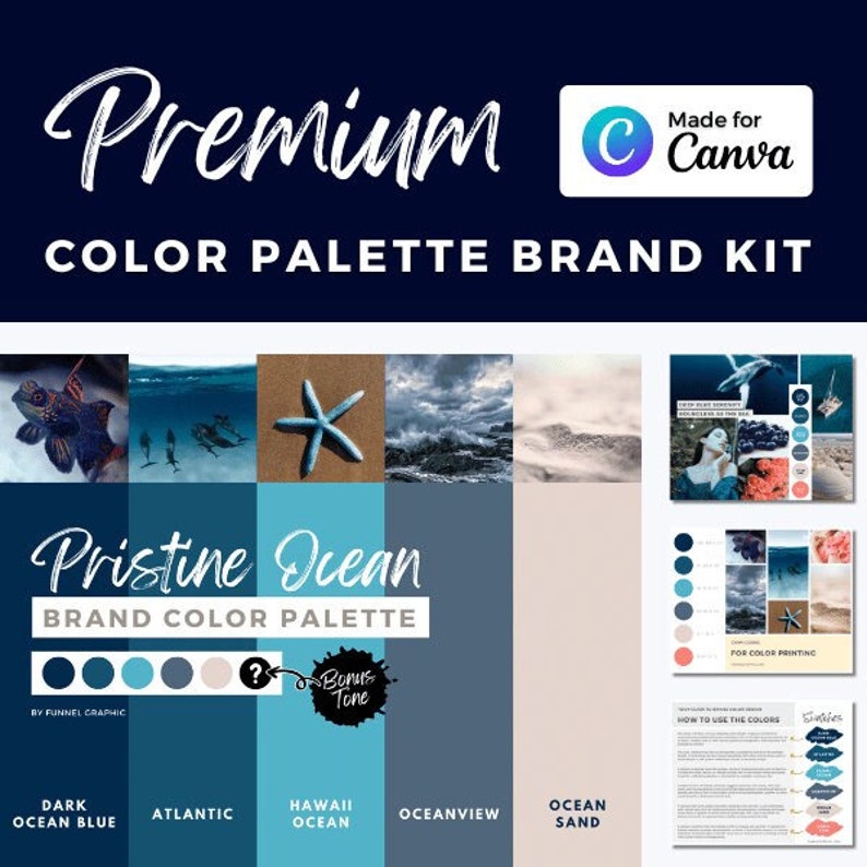 Ocean Color Palette: Canva Editable Brand Kit (digital Download) - Etsy