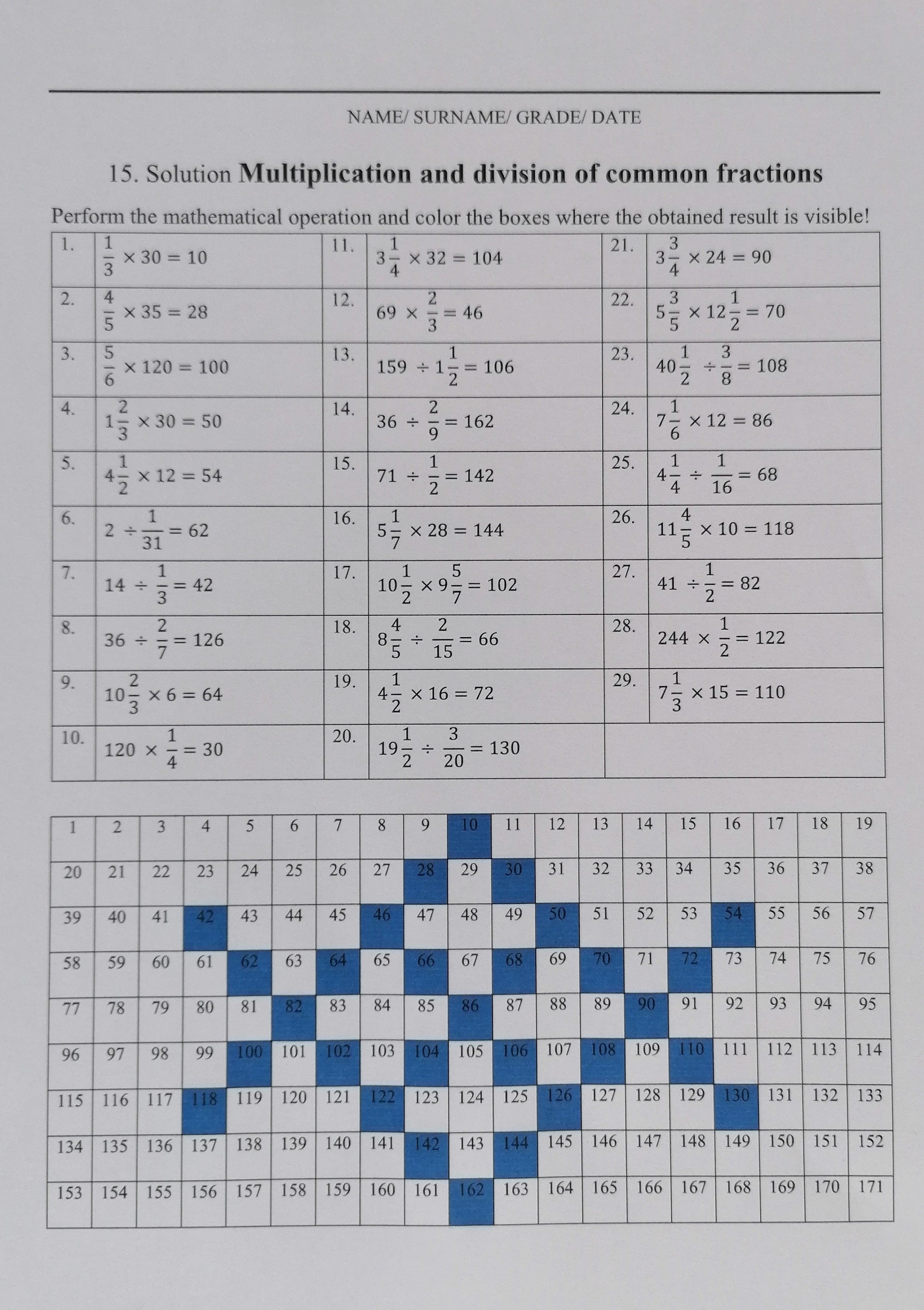 15 Printable Math Worksheets for Grades 3-6 With Answers. Color by ...