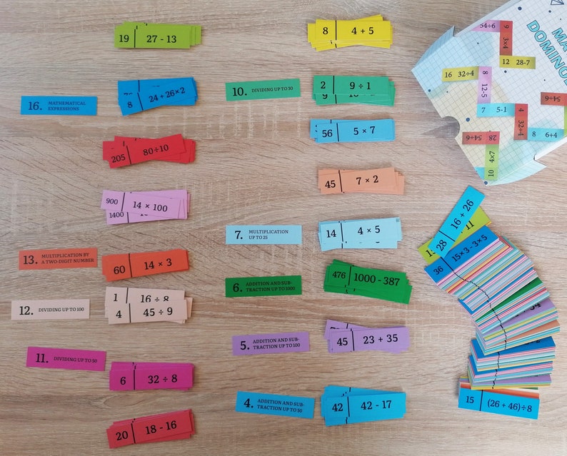 Math Dominoes for Children 5-12 Years Old, a Gift for a First Grader ...
