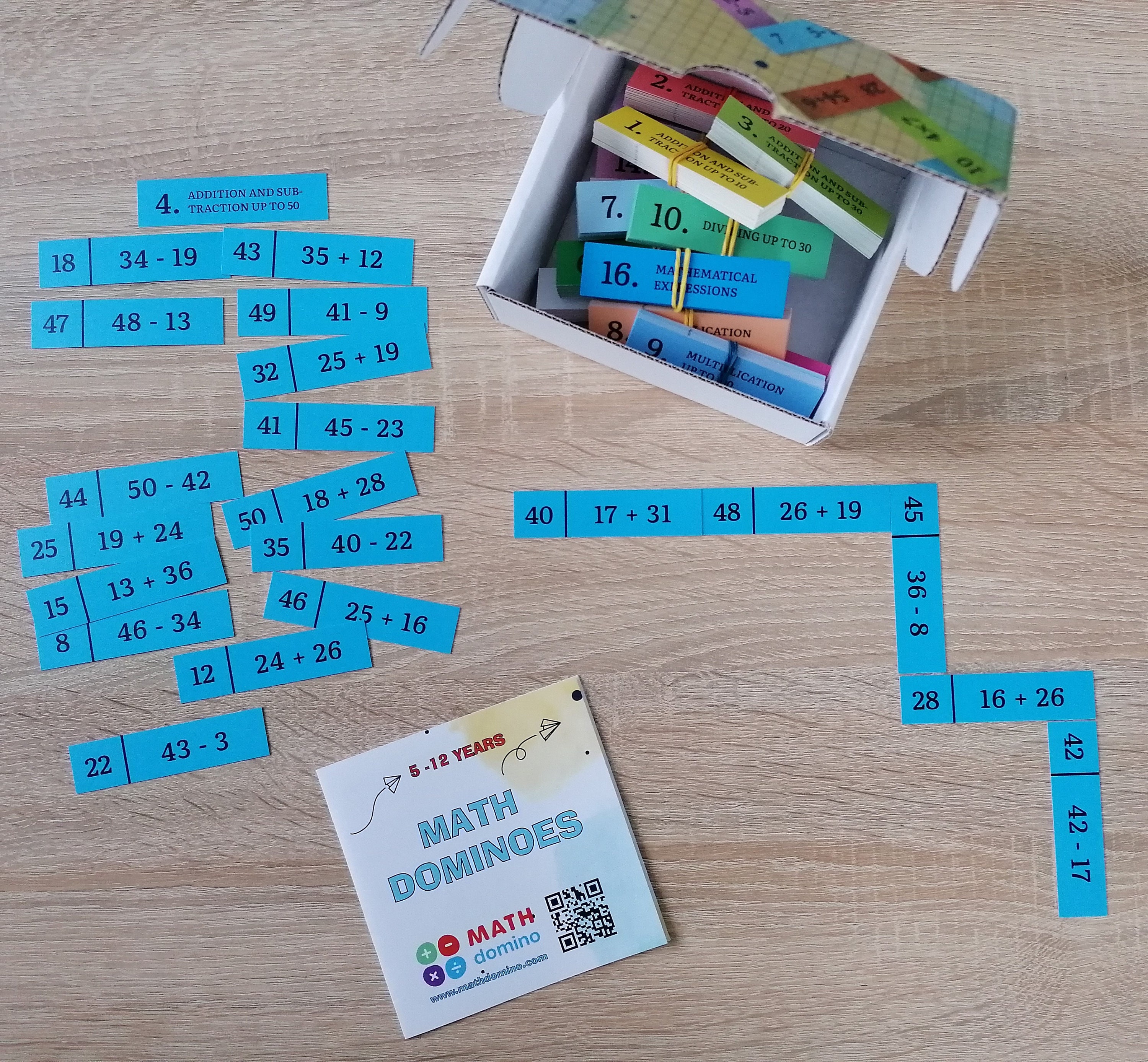 Math Dominoes for Children 5-12 Years Old, a Gift for a First Grader ...