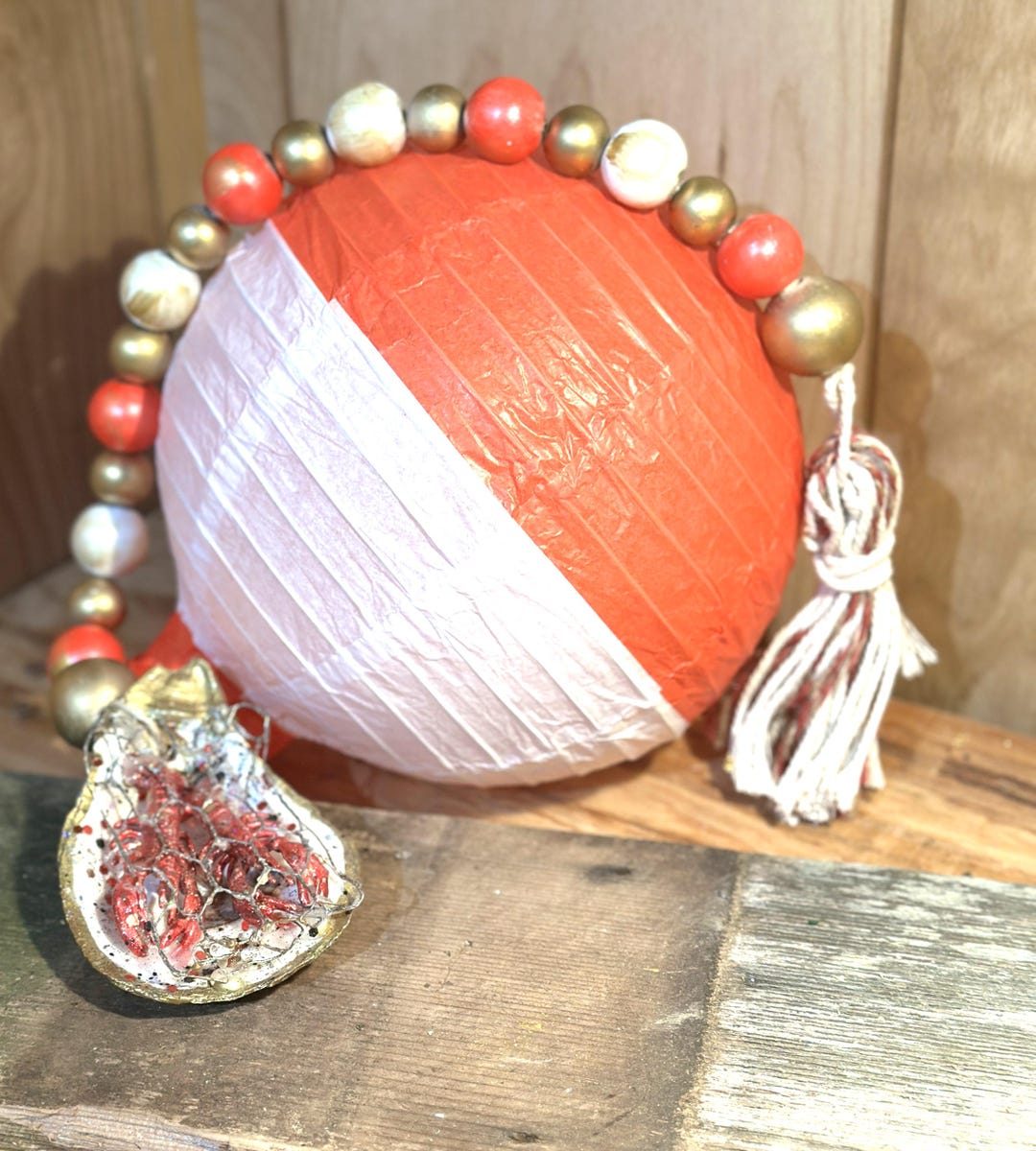 Crawfish Oyster Shell Beaded Swag, Louisiana Cajun Decor - Etsy