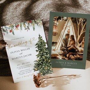 Christmas Light Tree Wedding Invitation Set Template, Printable Boho X ...