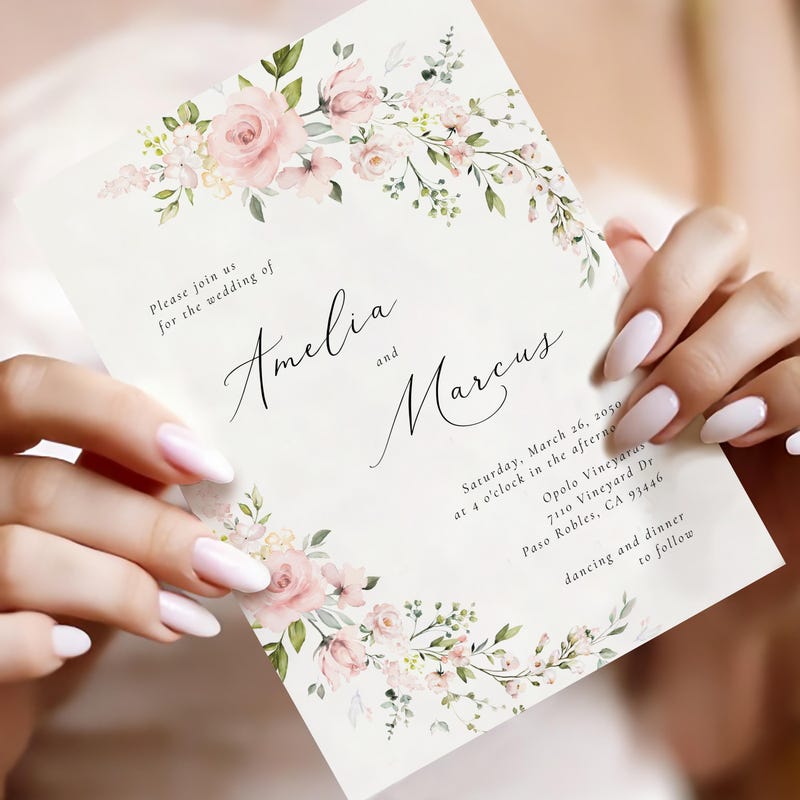 Blush Wedding Invite - Etsy