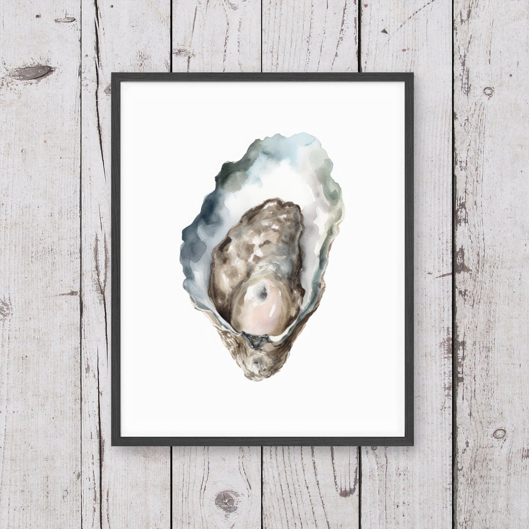 Oyster Shell - Digital Download, Watercolor Print, Printable Wall Art ...