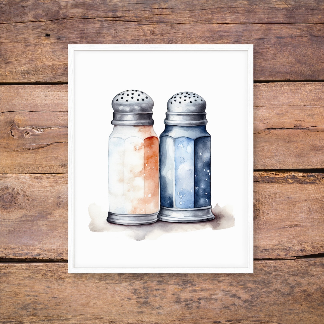 Salt and Pepper Shakers Watercolor Print – Kitchen Wall Art (digital ...