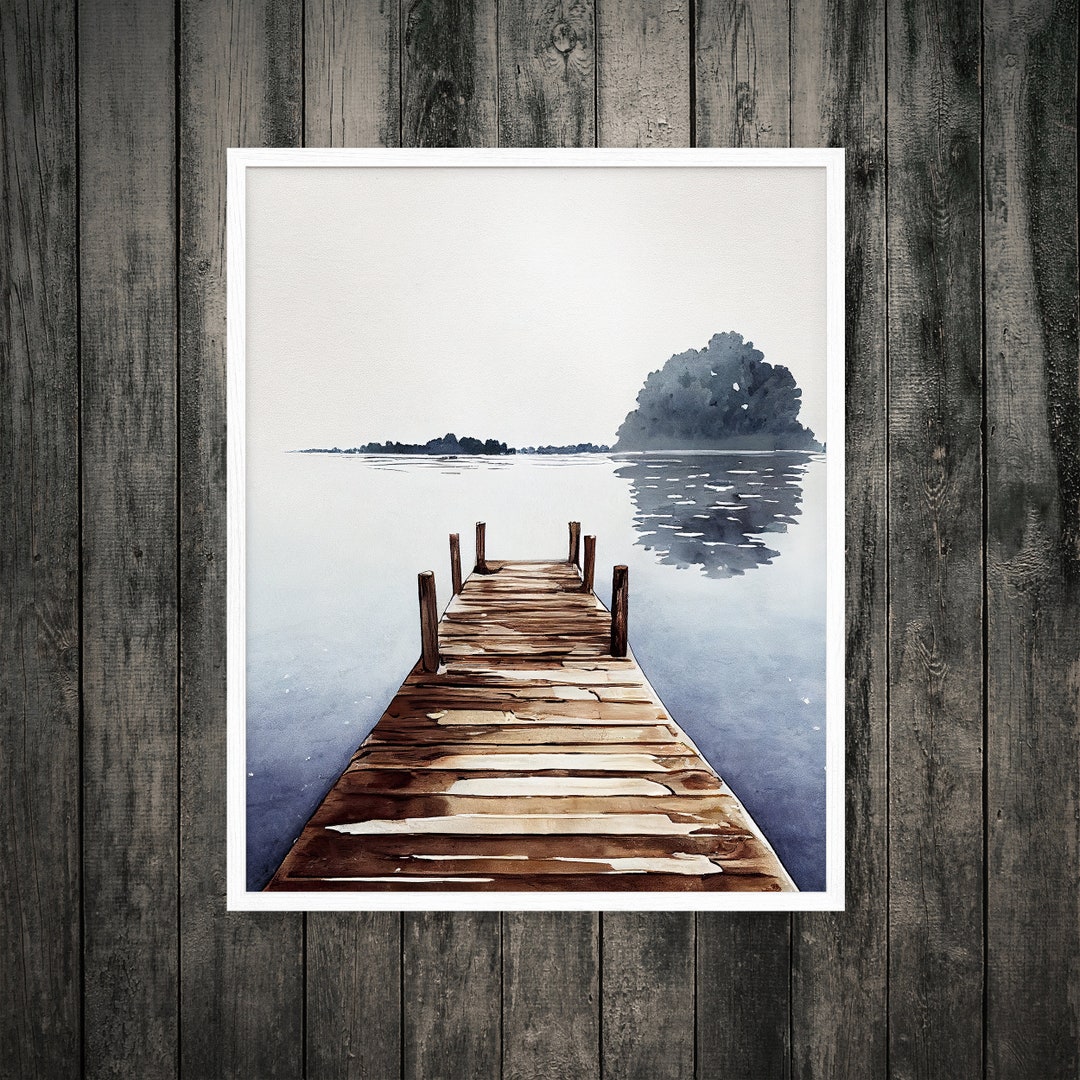 Lake and Dock Watercolor - Digital Download, Printable Wall Art ...