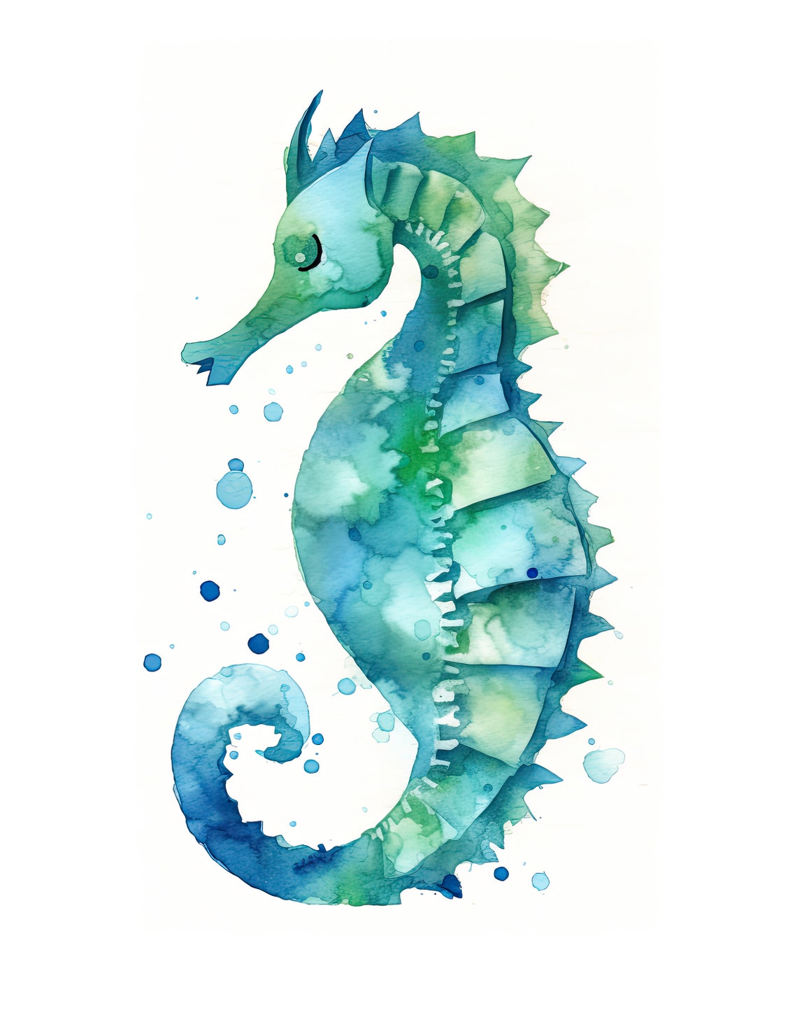 Sea Life Six Print Bundle Watercolor Digital Download, Sea Horse ...