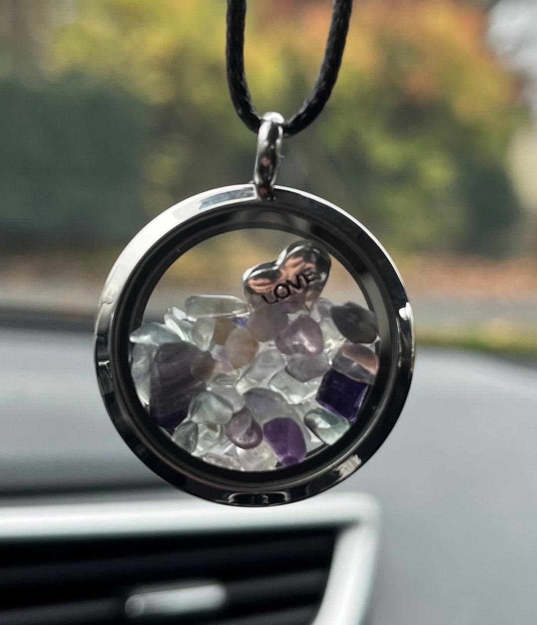 Crystal Locket Pendant Necklace, Crystal Floating Glass Locket, Crystal ...