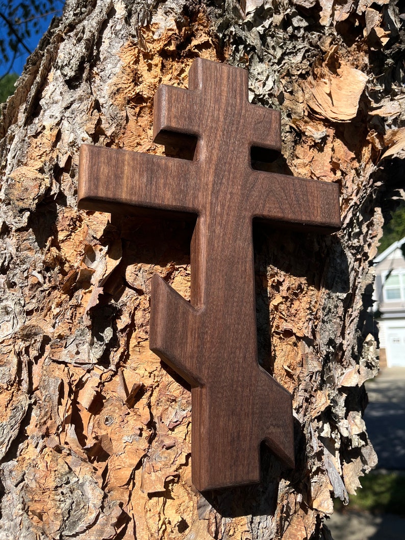 Solid Walnut Wooden Orthodox Wall Cross Large - Etsy
