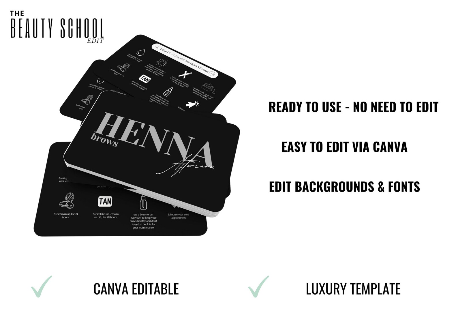 Brow Henna Aftercare, Modern Brow Henna Aftercare Card Template, Brow ...