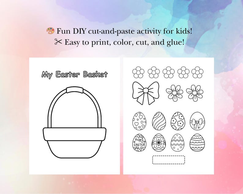 Easter Basket Craft Printable, Fun Easter Project, DIY Cut and Paste ...