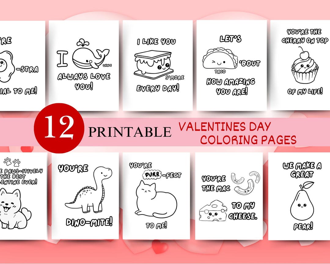 12 Cute Printable Valentine's Day Coloring Activity, Coloring Pages ...