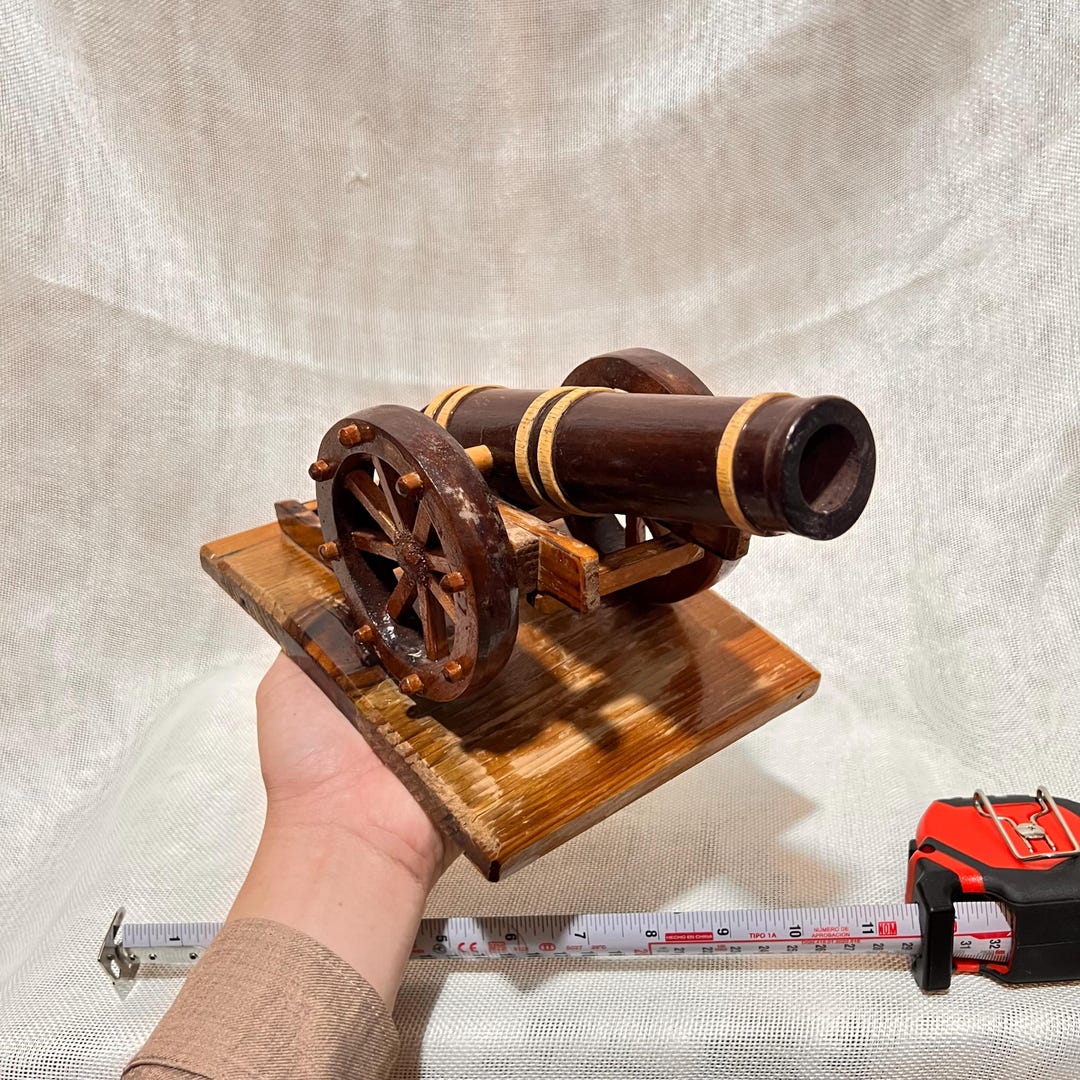 Miniature Wooden Cannon Model | Handcrafted Vintage Artillery Replica ...