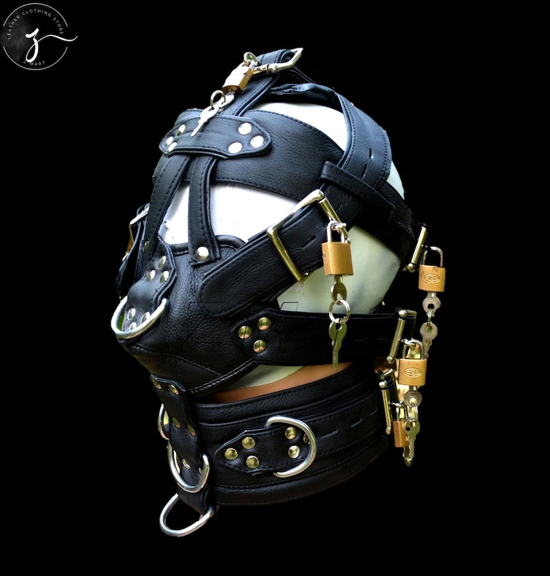 Leather Muzzle Head Harness Adjustable Leather Face Hood Locking ...