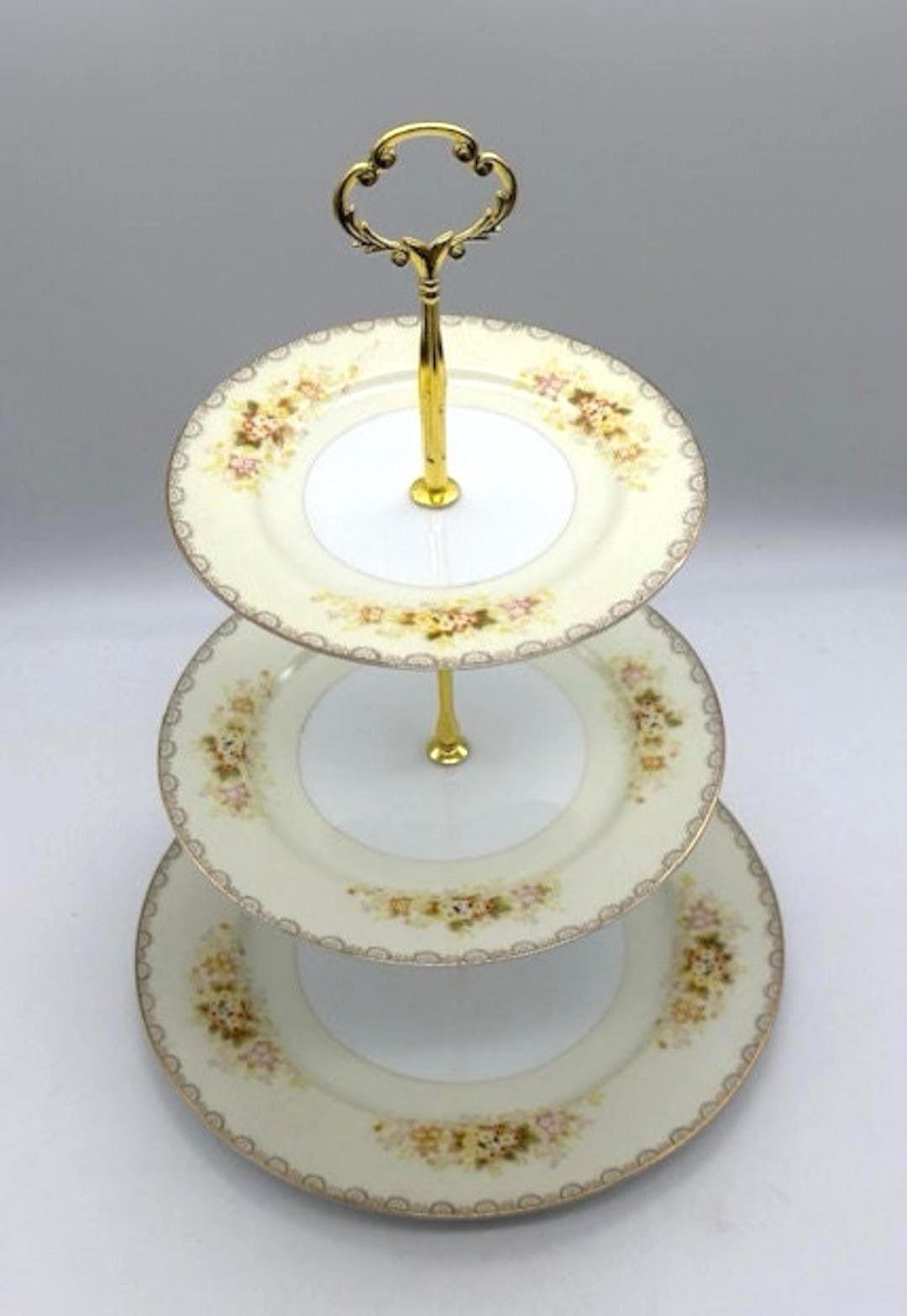 Vintage Meito China 3-tier Cake Stand: Floral Dessert Display - Etsy