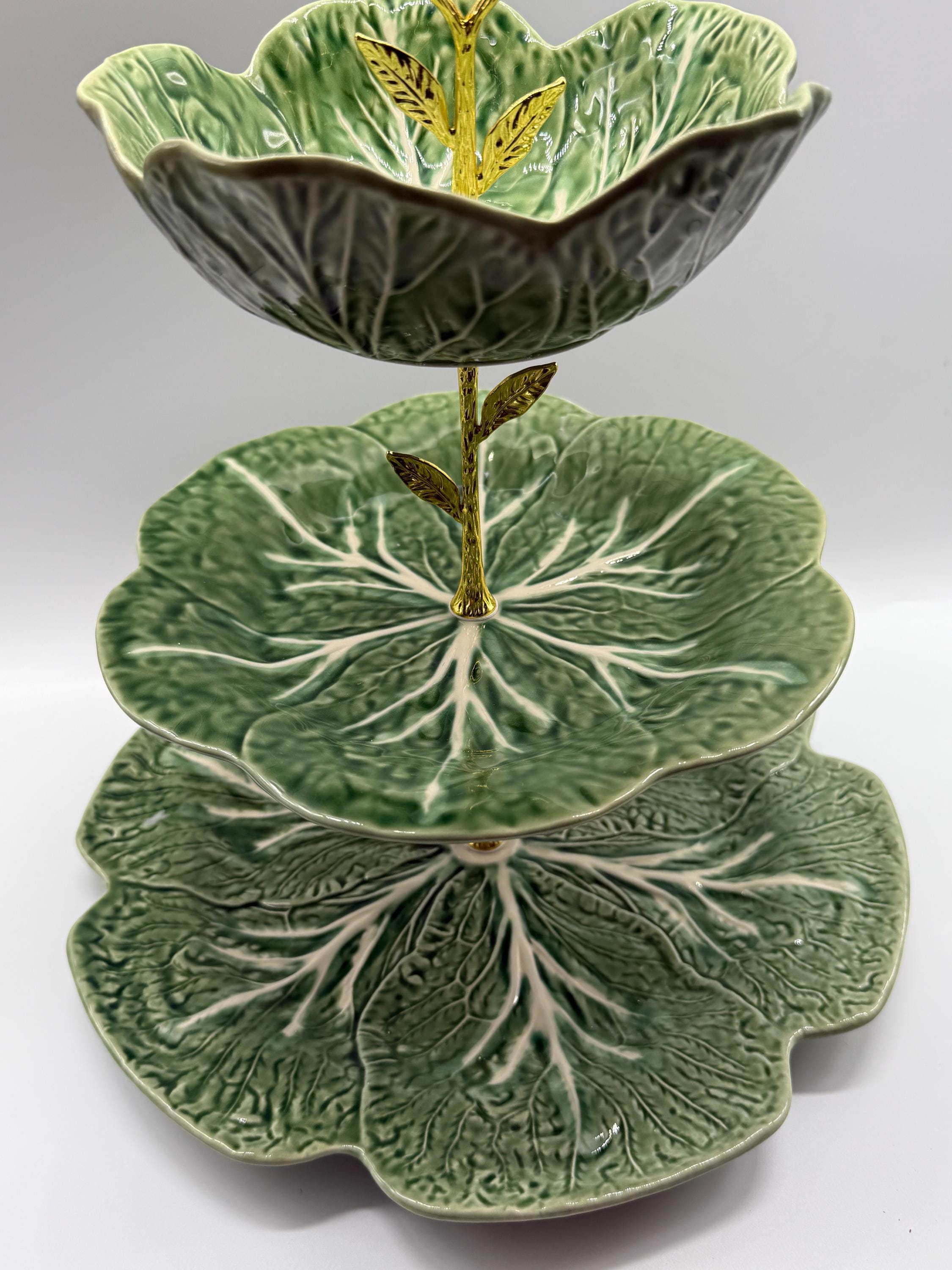 Bordallo Pinheiro Cabbage 3-tier Cake Stand: Portugal Green Cabbage ...
