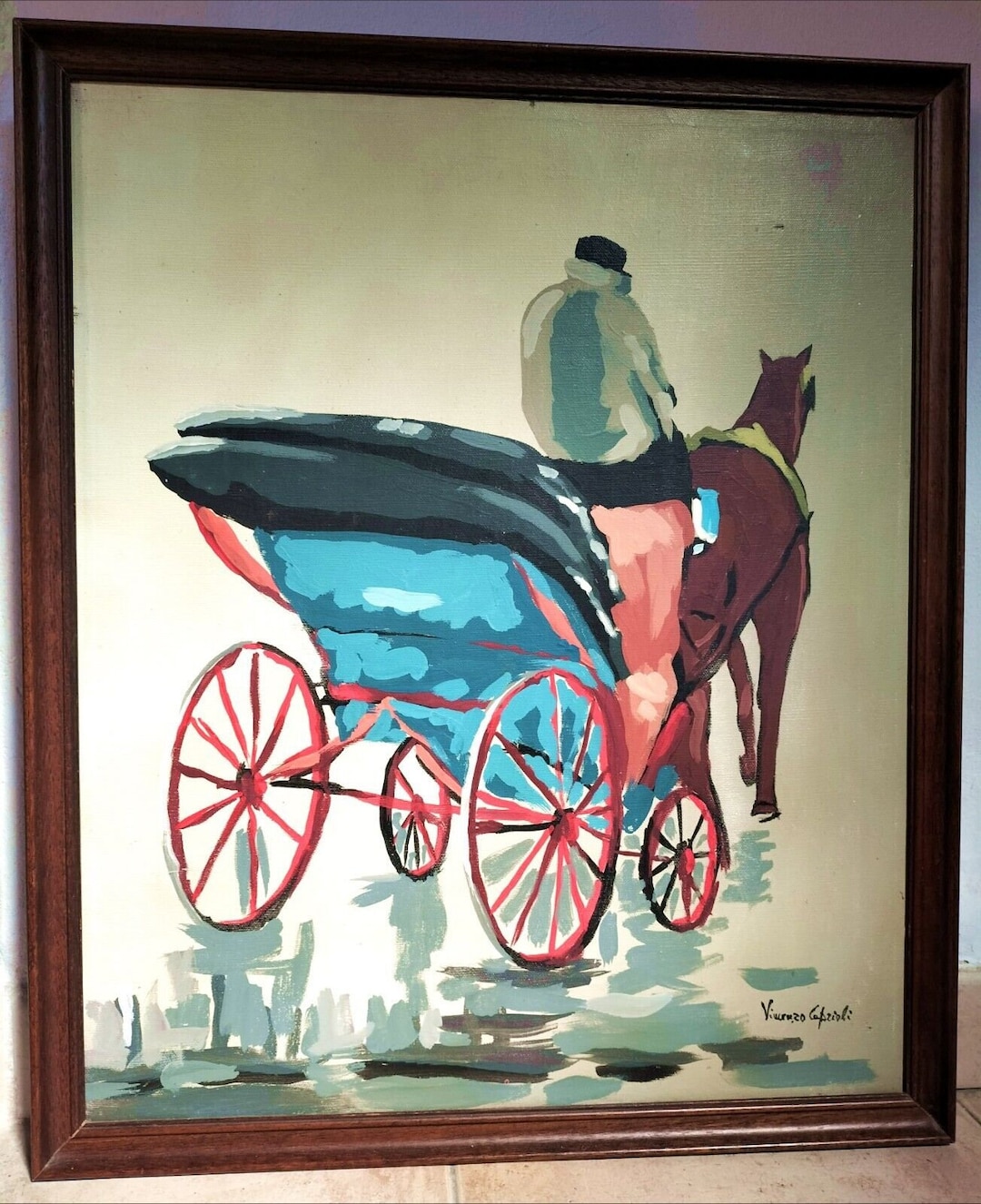 Dipinto Di Vincenzo Caprioli "carrozza" Olio Su Tela 50x60 1979 Quotato ...