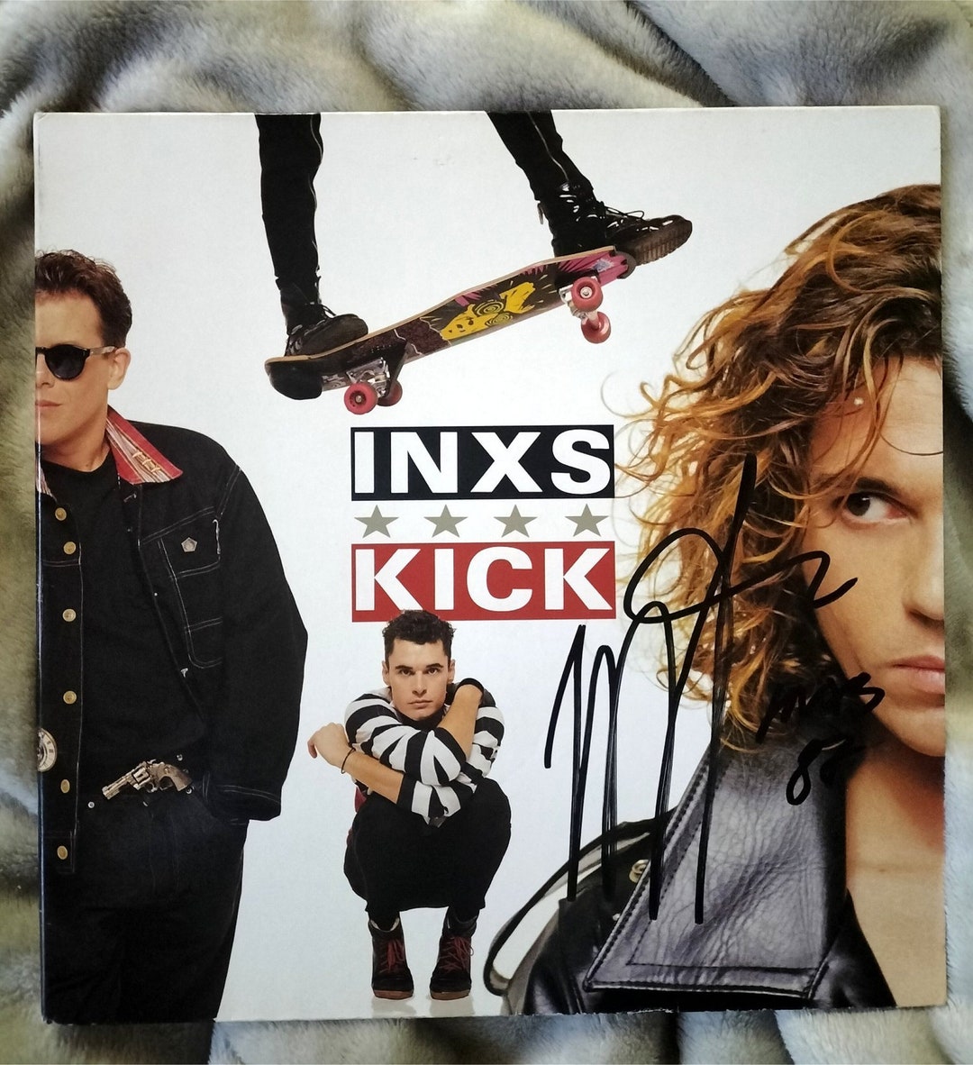 INXS "kick" 1987 Rare Genuine Double Autographed 2 Autografi NM/EX+ ...