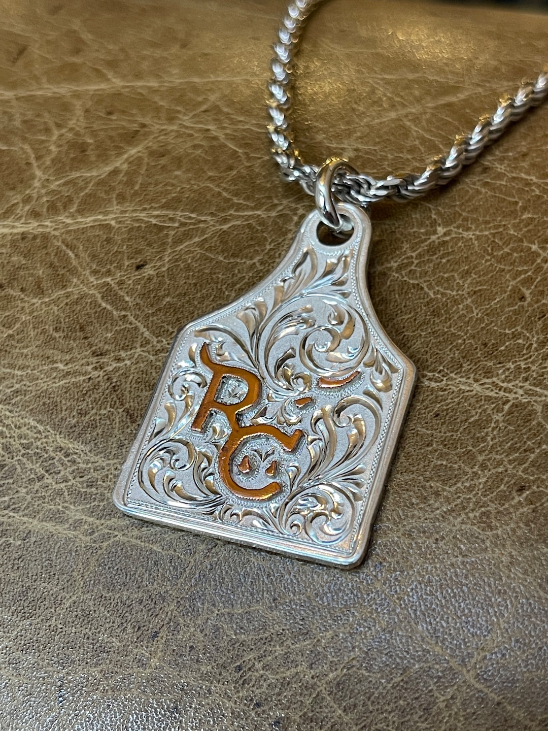 Custom Cow Ear Tag Pendant With Brand - Etsy