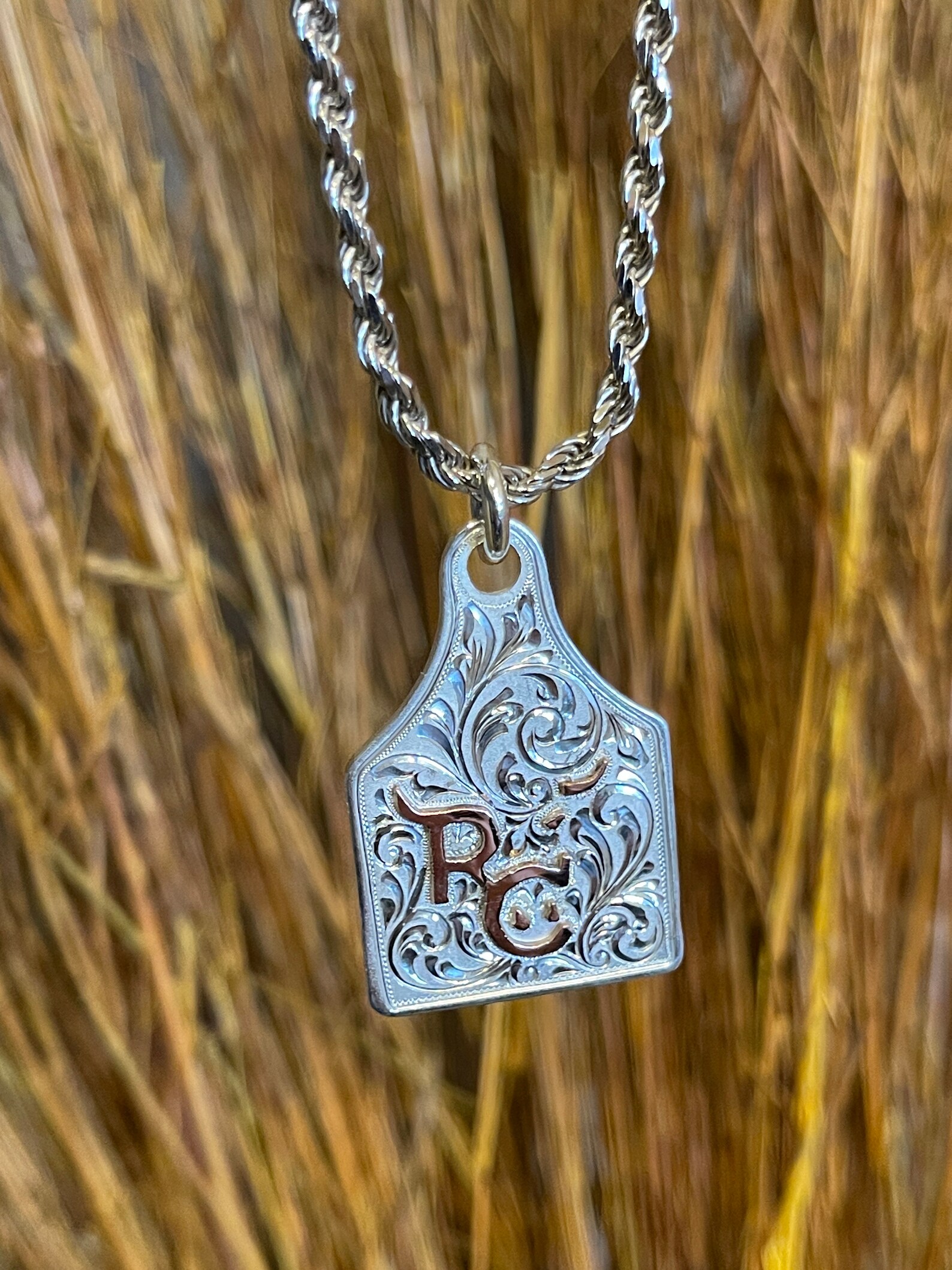 Custom Cow Ear Tag Pendant With Brand - Etsy