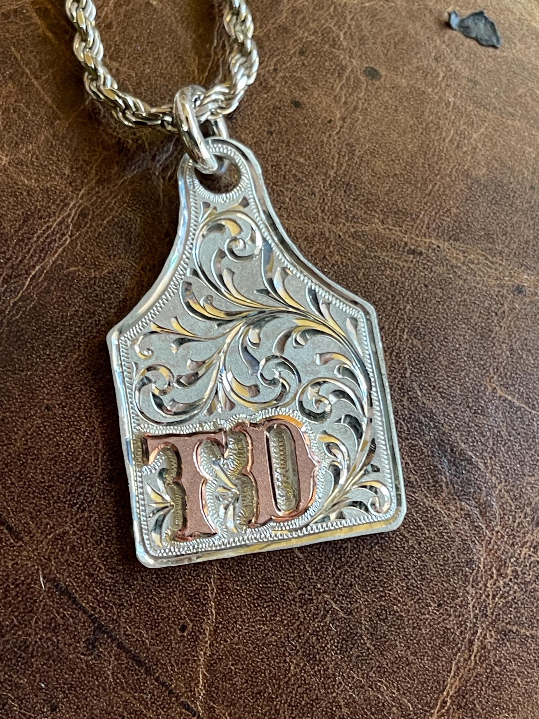 Custom Cow Ear Tag Pendant With Brand - Etsy