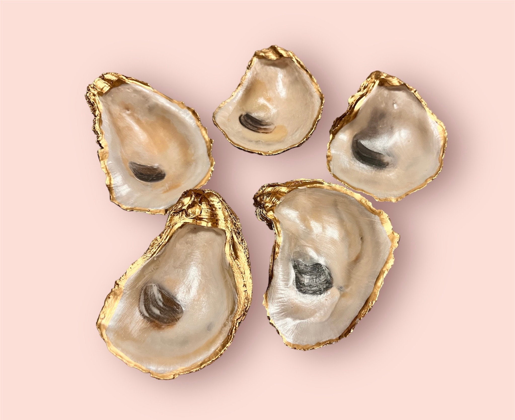 Oyster Shell Trinket Dish Gold & Pearl Shell Ring Dish, Bridal Gift ...