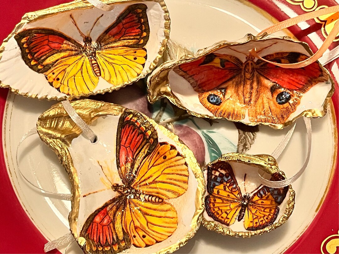 Butterfly Oyster Shell/seashell Decoupage Ornaments Beach Decor Spring ...