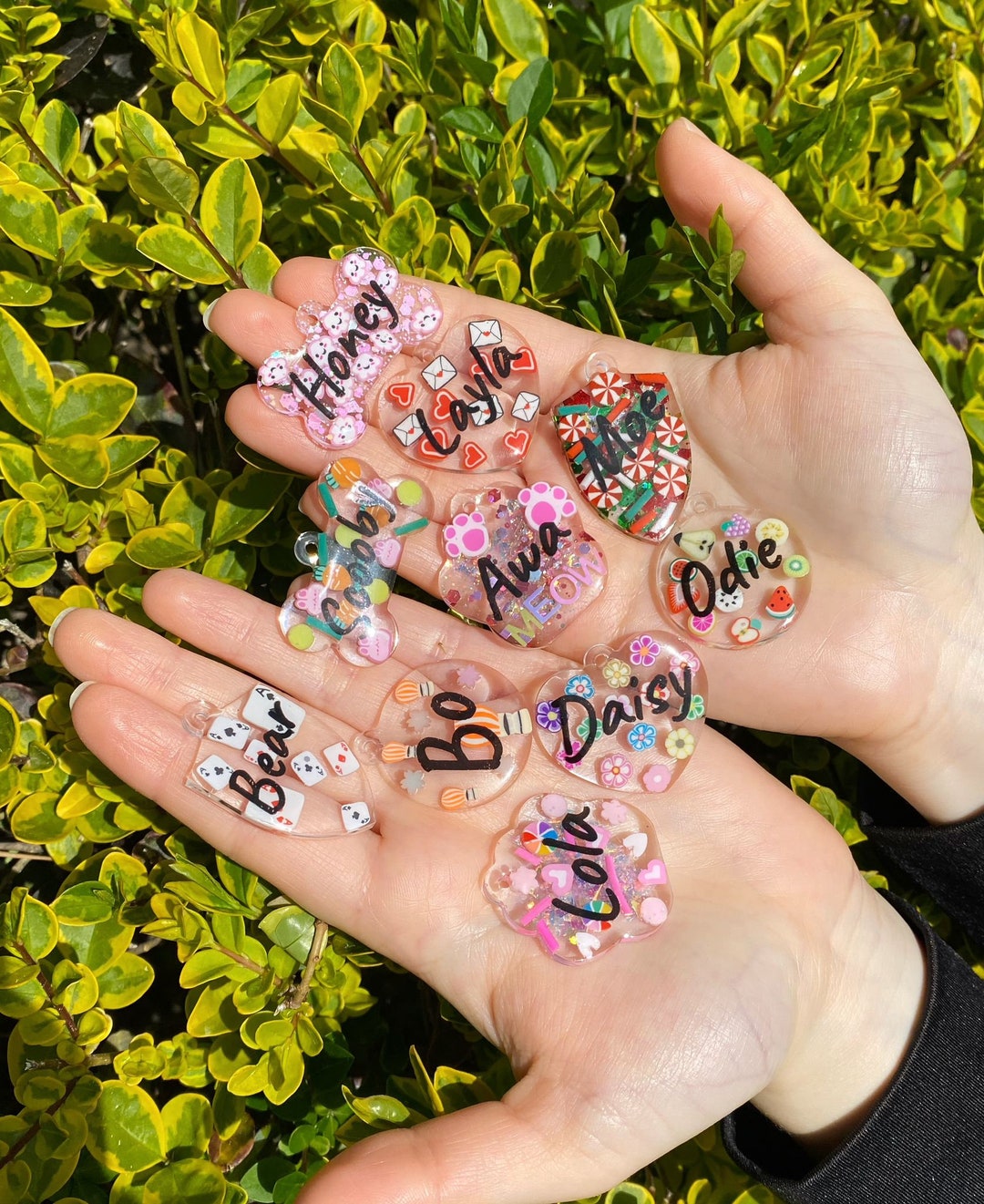 Resin Dog and Cat Tag/ Small Pat Name Tag/ Personalized Collar/ Kitten ...