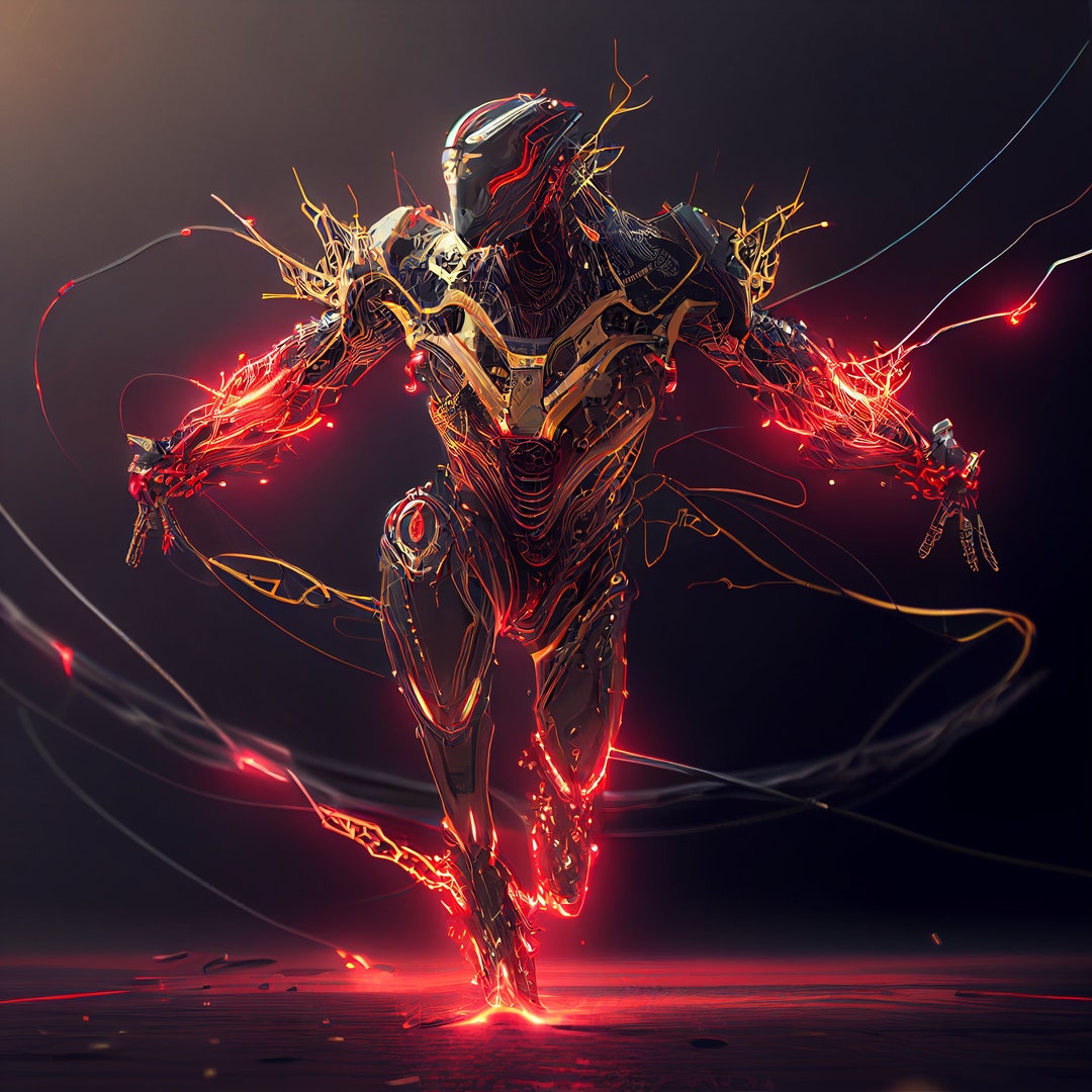 Digital Download & Print Art Cyborg With Neon Coloured Wires Online Use ...