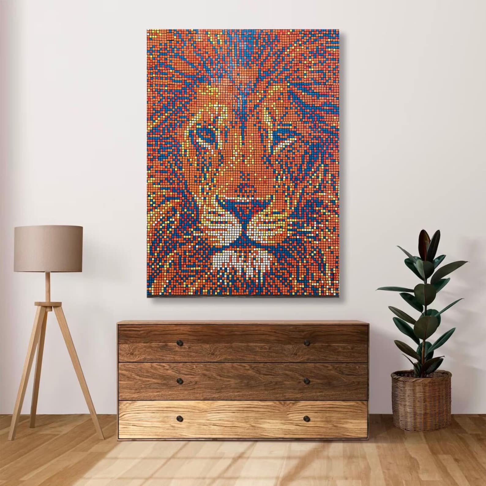 Lion Rubik's Cube Art Piece, 3D, Gift, Lion Art, Magic Cube Puzzle ...