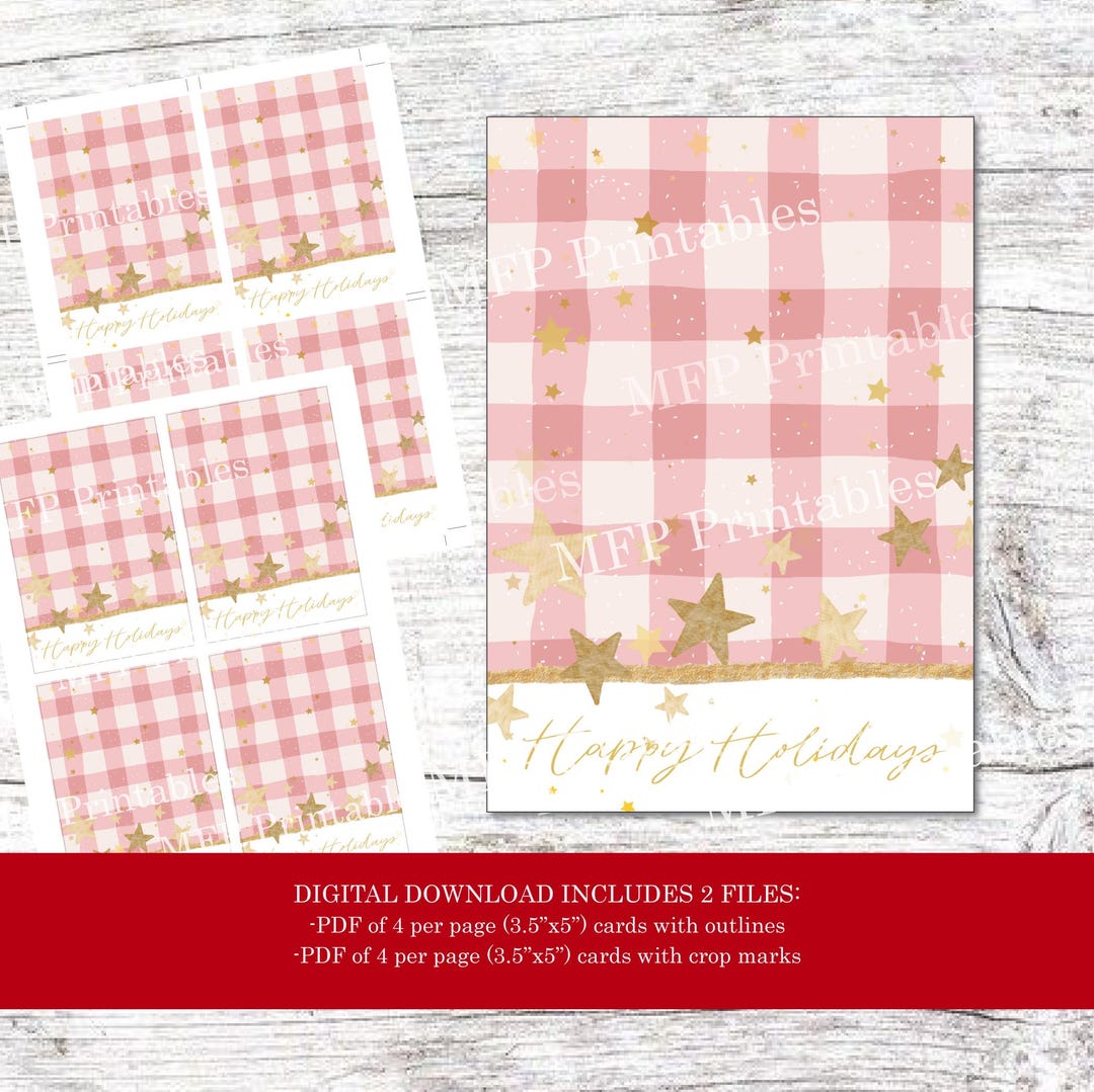 Pink Plaid Happy Holidays Cookie Card - Etsy