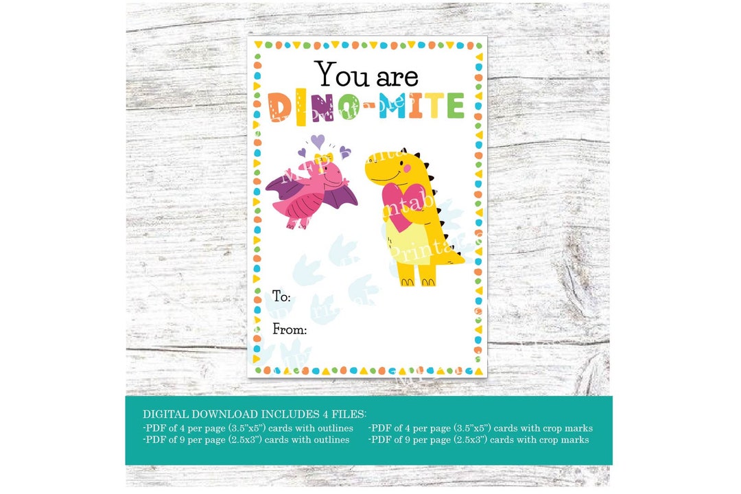 You Are Dino-mite Printable Valentine's Day Cards (orange) - Etsy