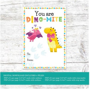 You Are Dino-mite Printable Valentine's Day Cards (orange) - Etsy