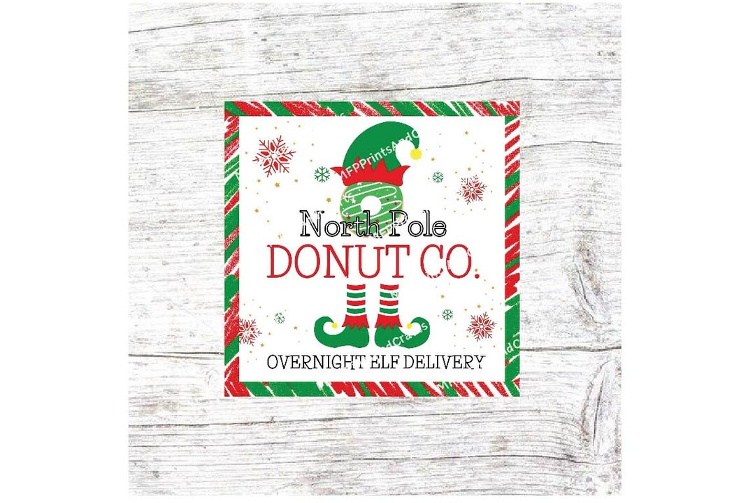 Elf Donut Box Label - Etsy