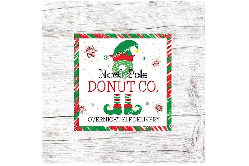 Elf Donut Box Label - Etsy