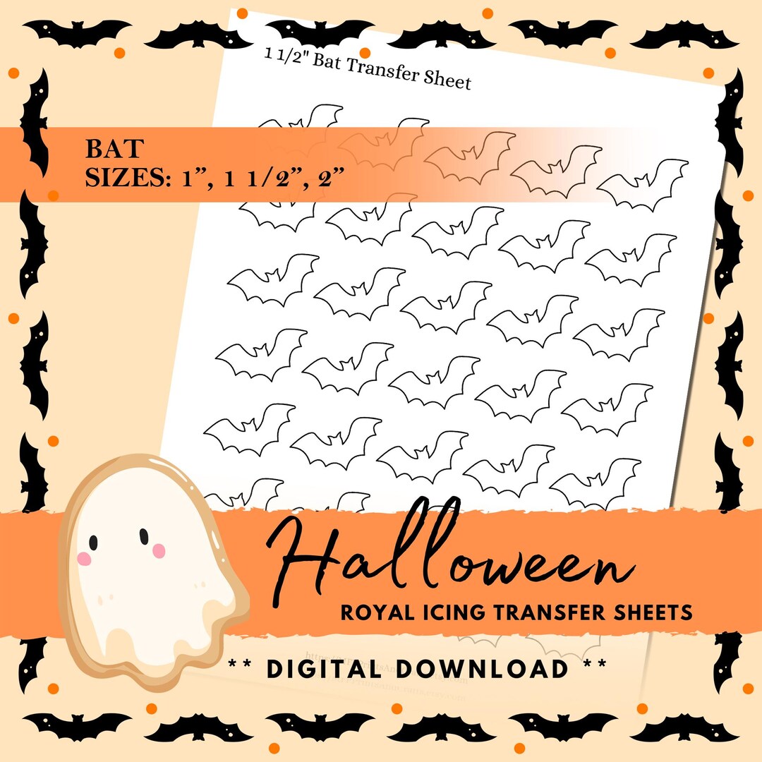 Halloween Royal Icing Transfer Sheets - Bat (3 Sizes) - Etsy