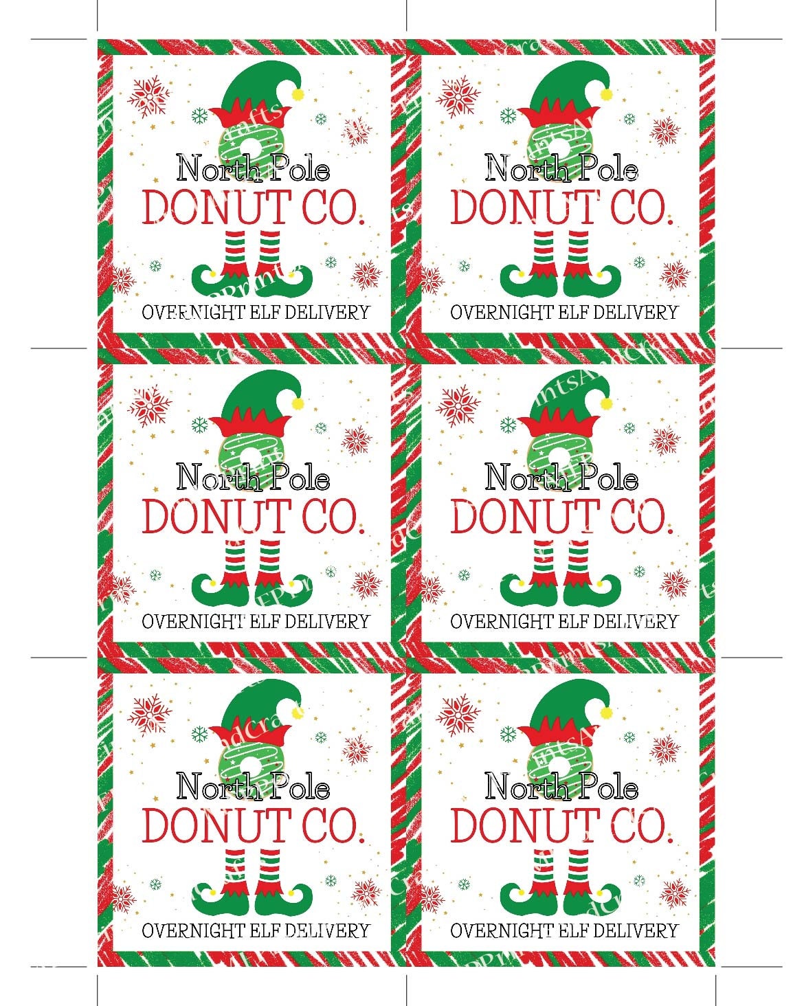 Elf Donut Box Label - Etsy