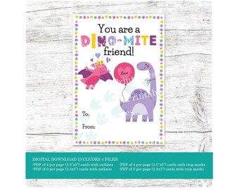 You Are Dino-mite Printable Valentine's Day Cards (orange) - Etsy