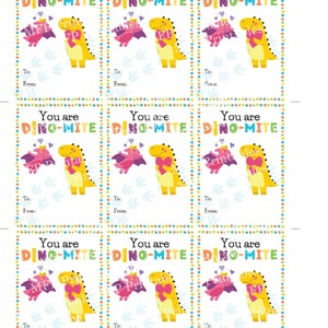 You Are Dino-mite Printable Valentine's Day Cards (orange) - Etsy