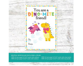 You Are Dino-mite Printable Valentine's Day Cards (orange) - Etsy